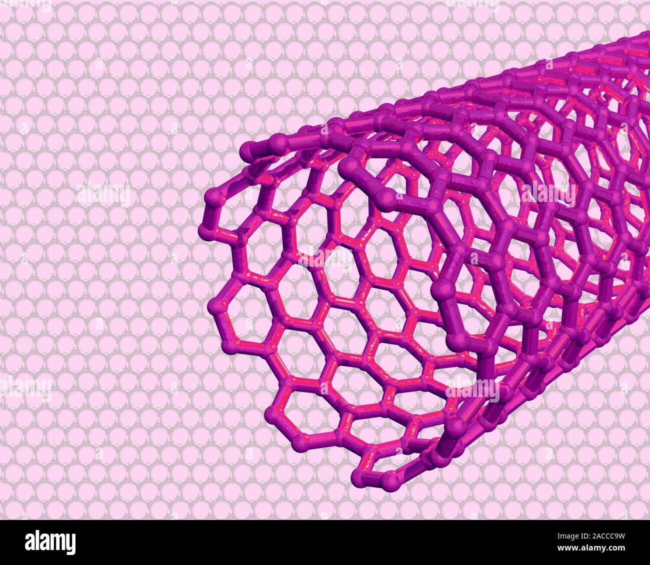 Nanotube Technology Computer Artwork Of A Cylindrical Fullerene