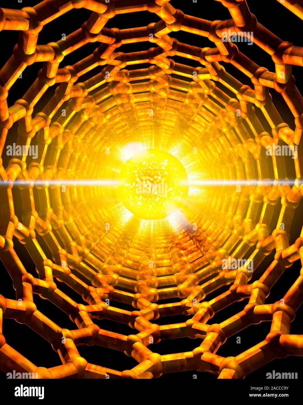 Nanotube Technology Computer Artwork Of Light Glowing Inside A