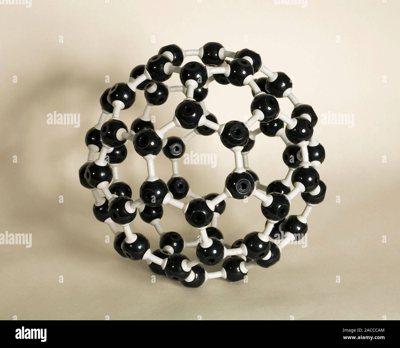 Buckminsterfullerene, ball and stick model. Buckminsterfullerene, known ...
