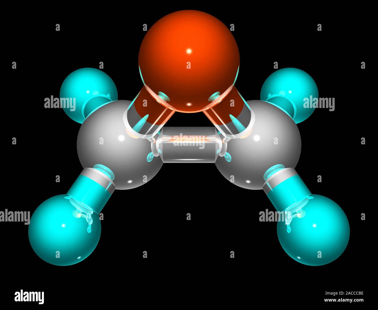 Ethylene oxide antimicrobial agent, molecular model. Ethylene oxide ...