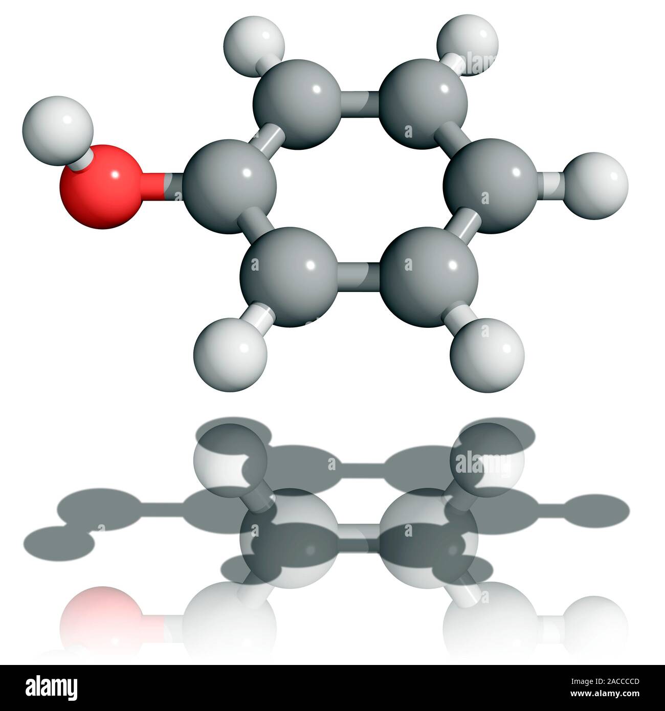 Phenol. Molecular model of phenol, formerly called carbolic acid ...
