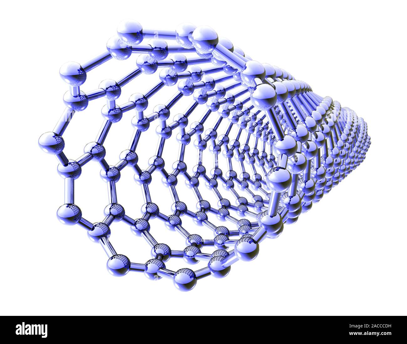 Nanotube Technology Computer Artwork Of A Cylindrical Fullerene