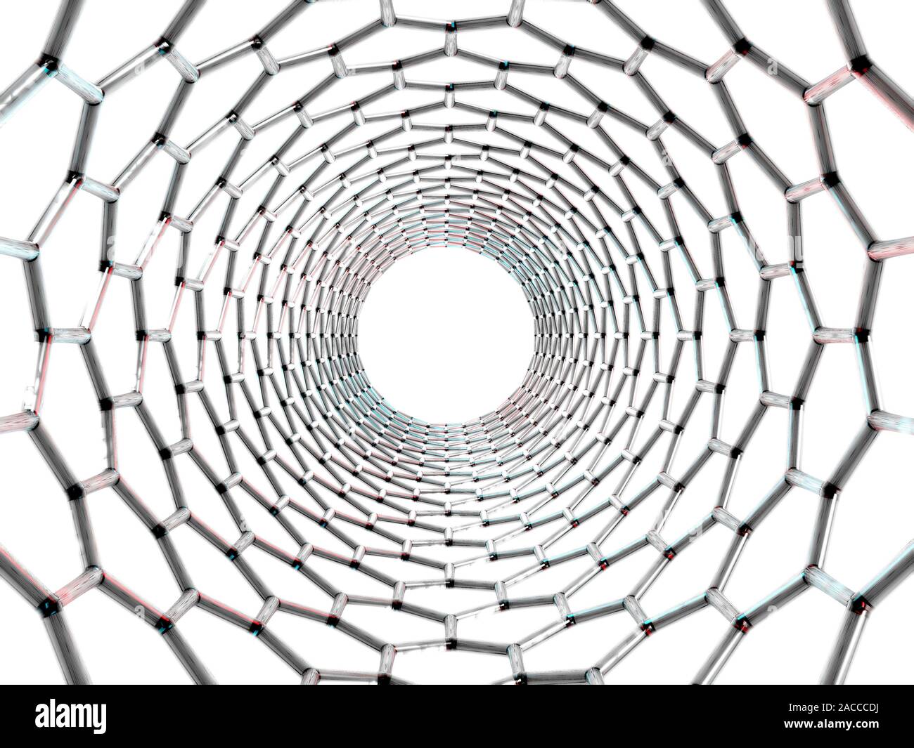 Nanotube Technology Computer Artwork Of A Cylindrical Fullerene