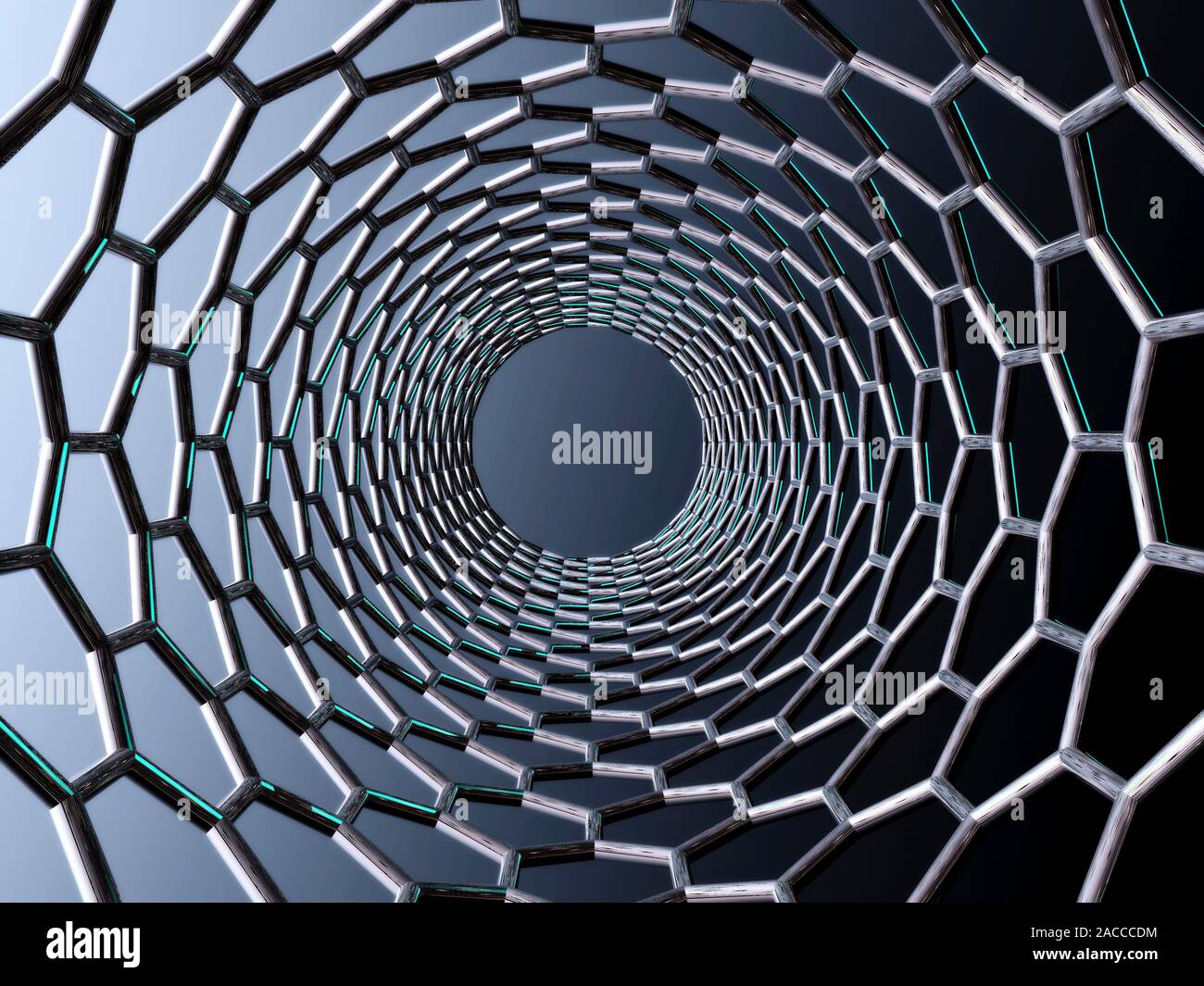 Nanotube Technology Computer Artwork Of A Cylindrical Fullerene