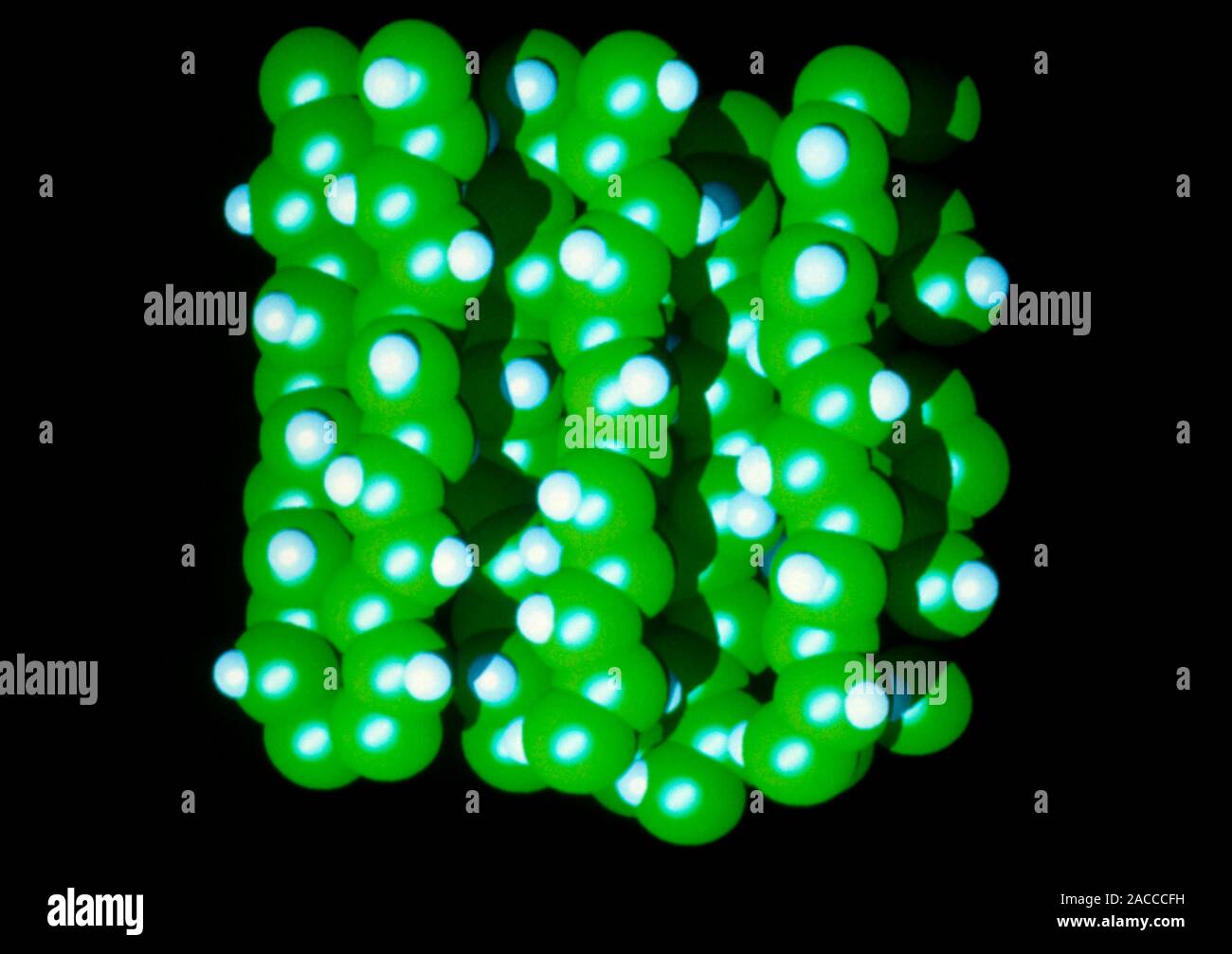 Computer graphics representation of polyacetylene, a polymer used as a ...