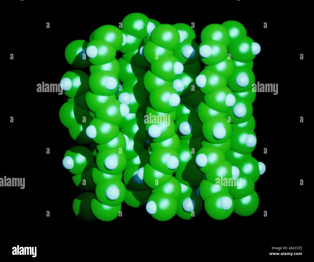 Computer graphics representation of polyacetylene, a polymer used as a ...