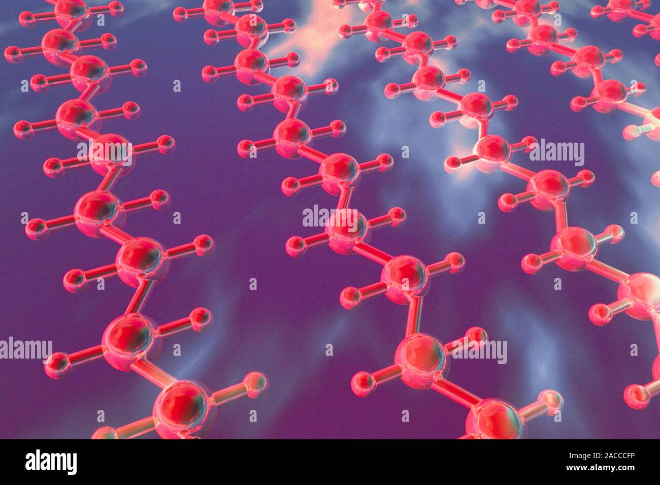 Hydrocarbon. Computer graphic of long-chain hydro- carbon molecules ...