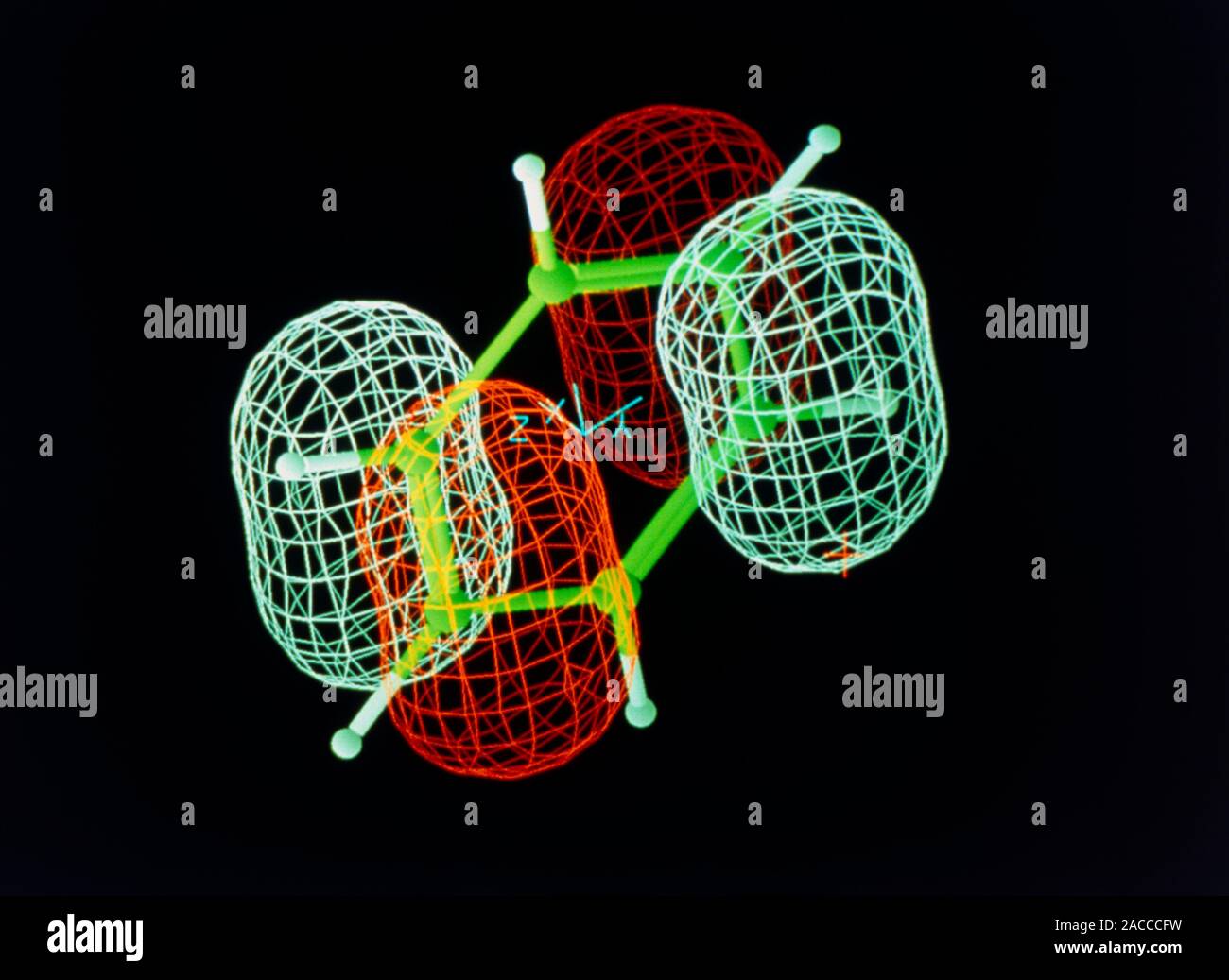 Benzene. Molecular graphic of benzene (C6H6) show- ing anti-bonding ...