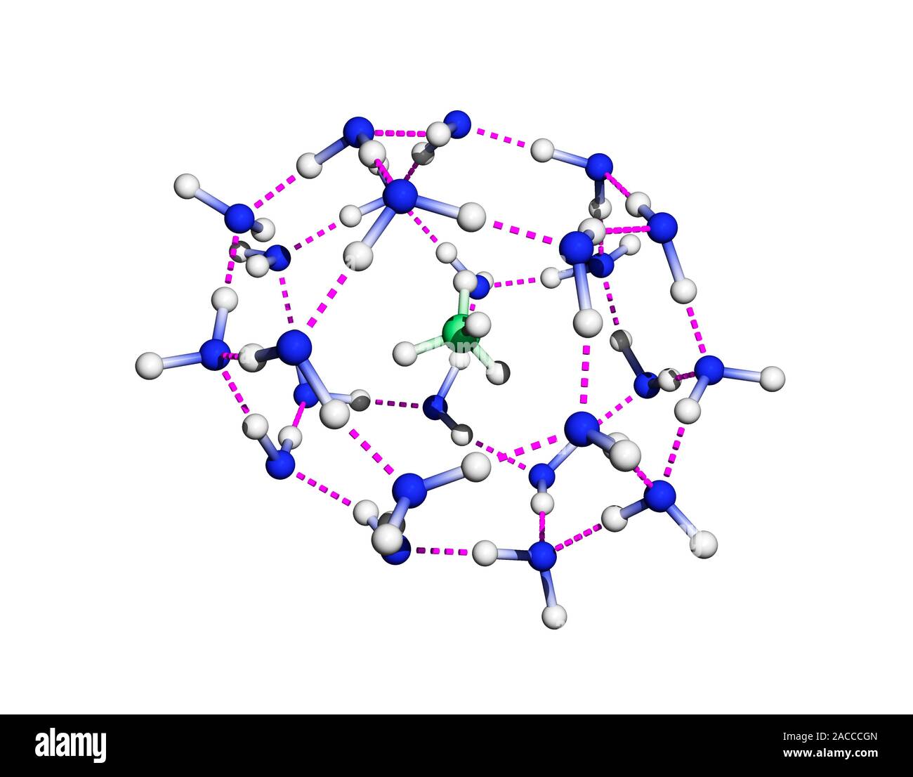 Methane hydrate. Computer model of the structure of methane hydrate ...