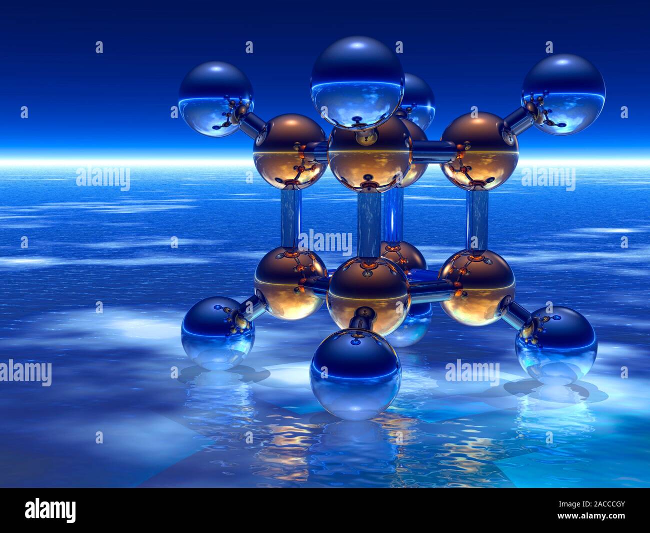 Cubane molecule. Computer model of a molecule of cubane. Atoms are ...
