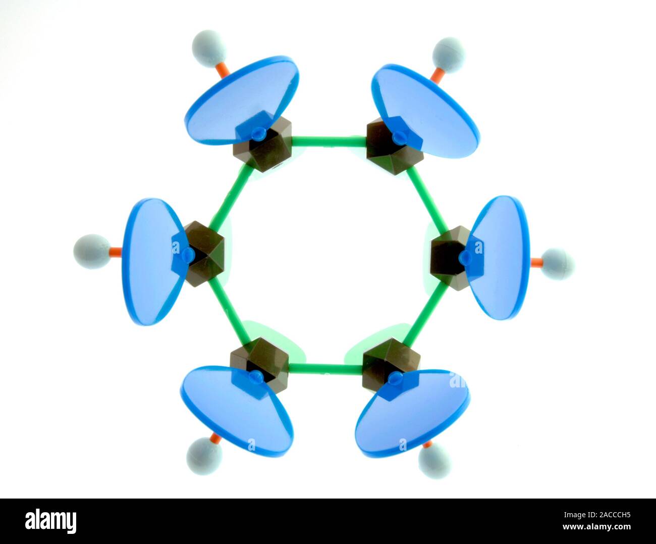Benzene. Molecular model of the aromatic hydrocarbon benzene. The ...