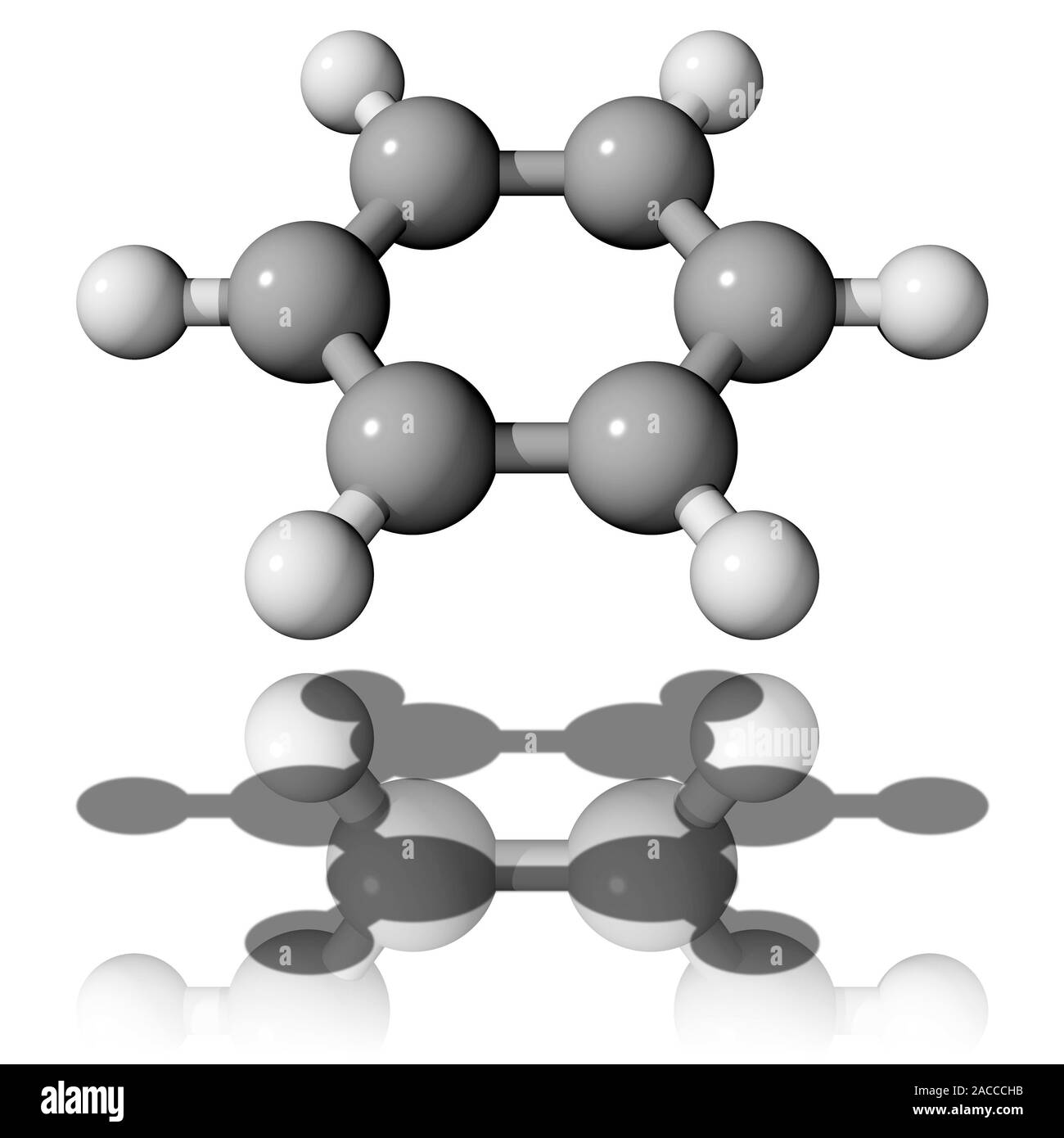 Benzene, molecular model. Benzene is a natural component of crude oil ...