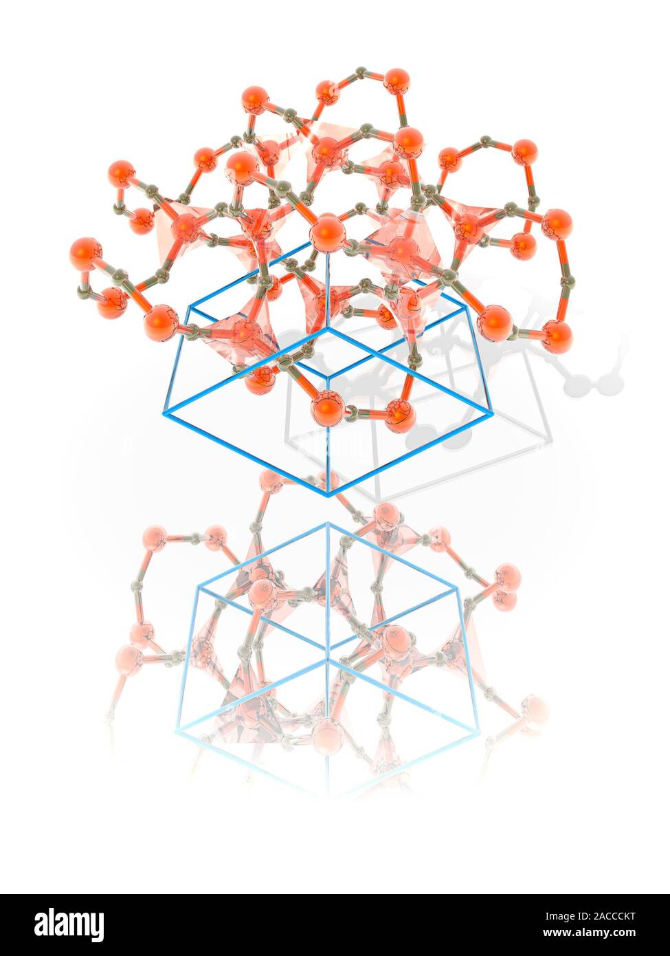Quartz crystal structure. Computer model of the crystal structure of ...