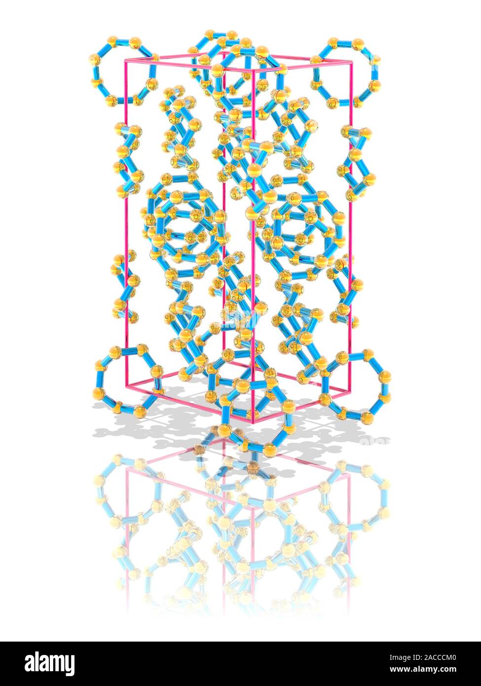 Rhombic sulphur crystal. Computer model of the rhombic crystal ...