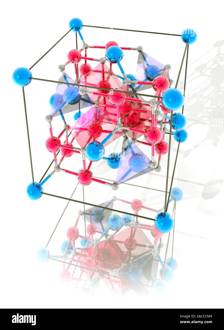 Spinel crystal structure, molecular model. Spinel is the name for the ...