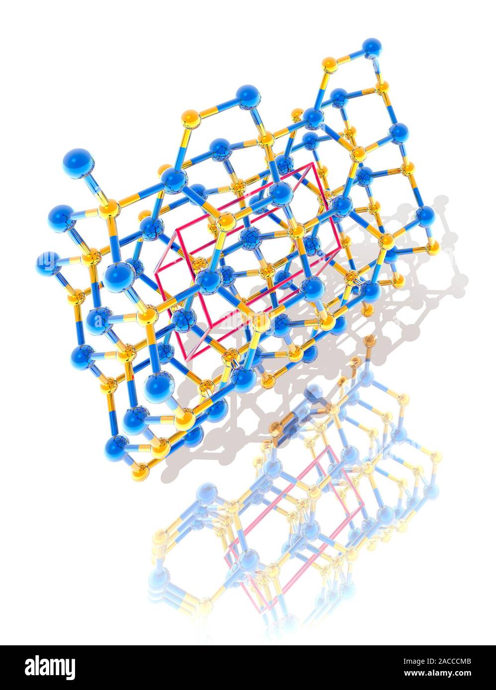 Wurtzite crystal structure, molecular model. Wurtzite is the name for ...