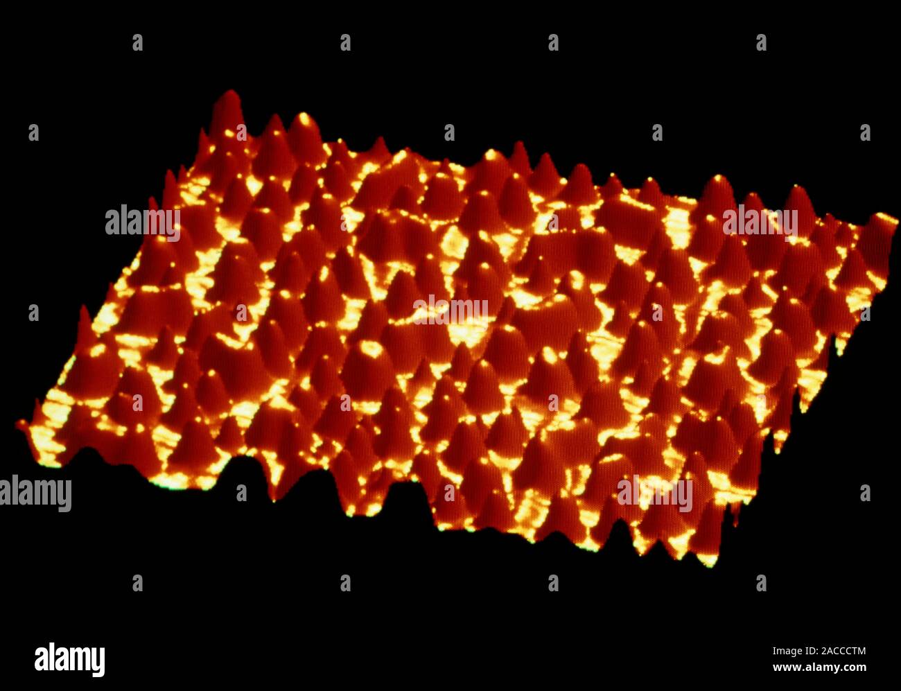 Atomic force micrograph of the surface of a thin co-polymer film. The atomic force microscope ...