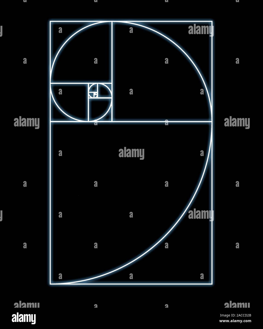 Fibonacci spiral. Computer artwork of a spiral within squares whose ...
