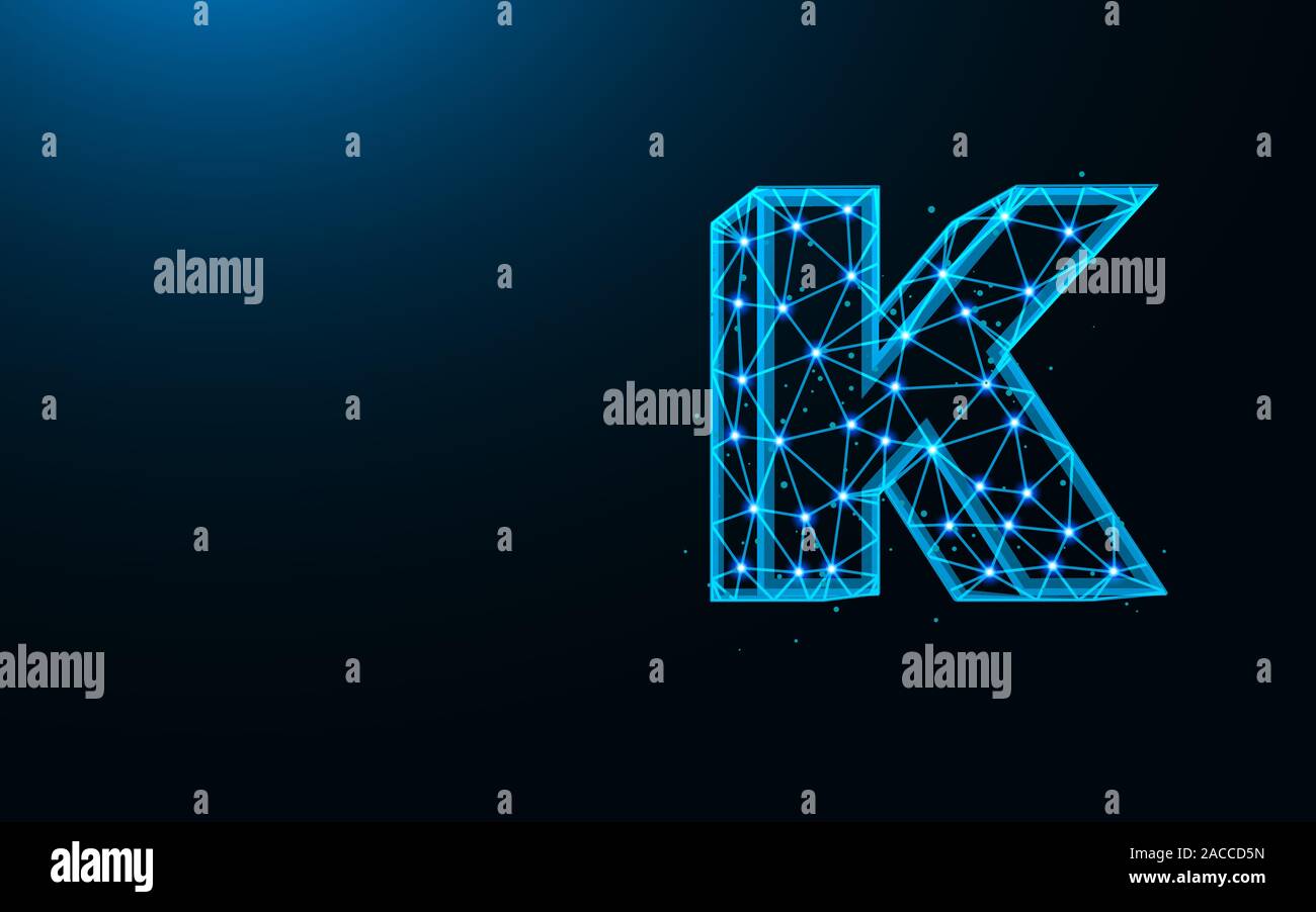 Letter K low poly design, alphabet abstract geometric image, font ...