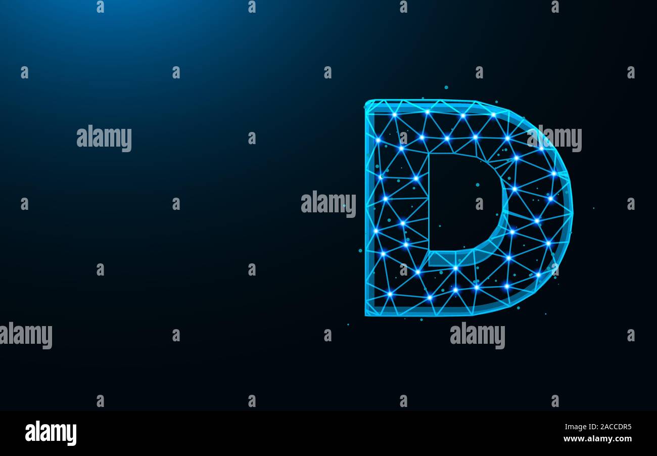 Letter D low poly design, alphabet abstract geometric image, font ...