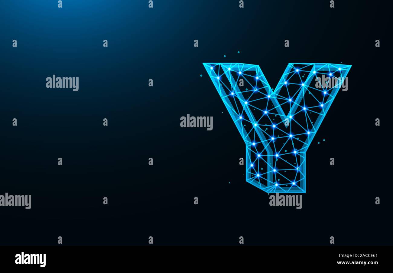 Letter Y low poly design, alphabet abstract geometric image, font ...