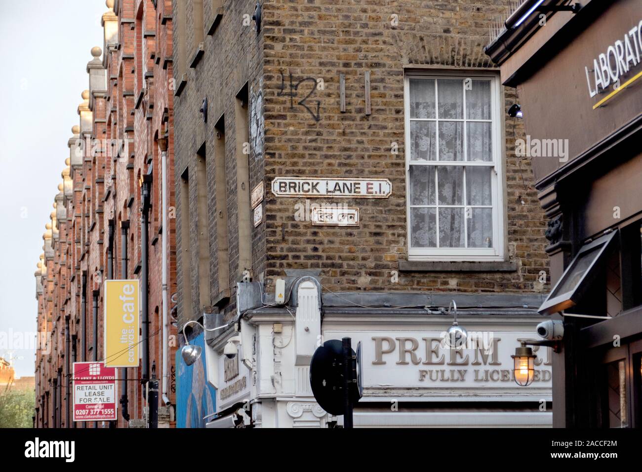 The famous Brick Lane street in the East End of London, England. The ...