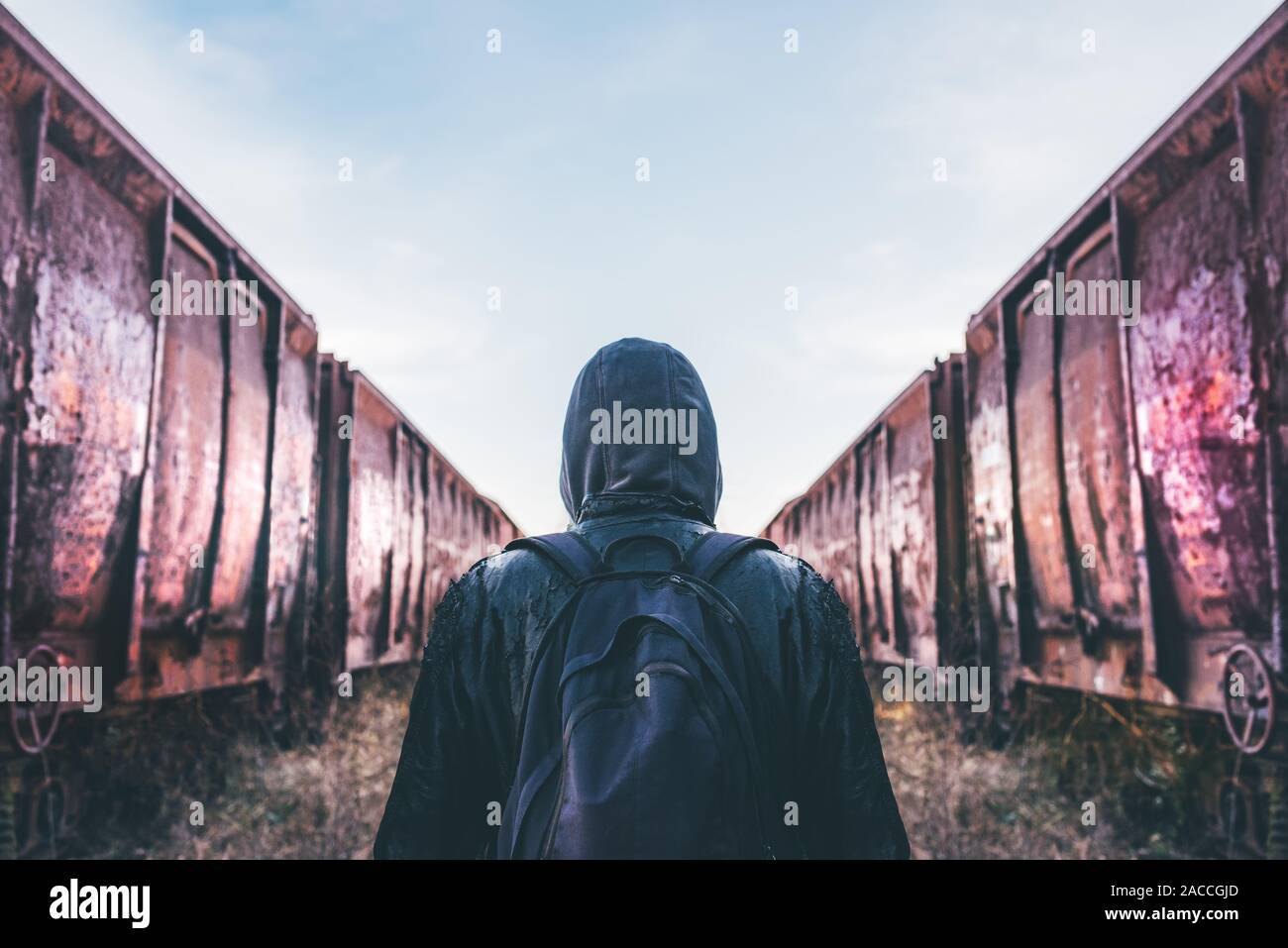 Homeless man walking away hi-res stock photography and images - Alamy