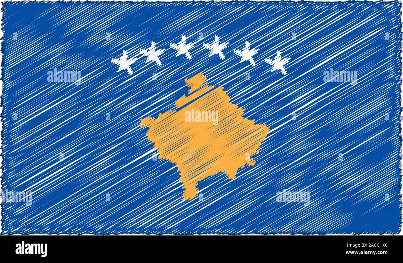 Vector Drawing of Sketch Style Kosovo Flag Stock Vector Image & Art - Alamy
