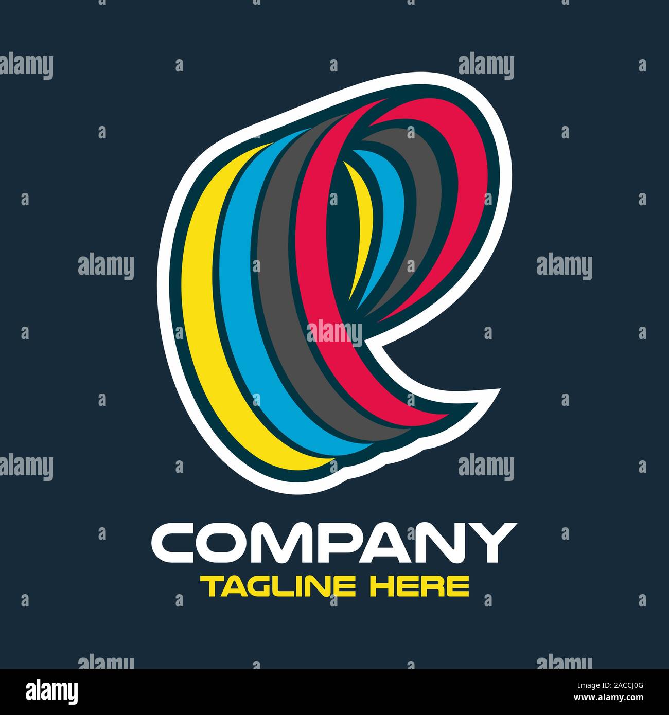 Modern letter P and print logo. Vector illustration Stock Vector Image ...