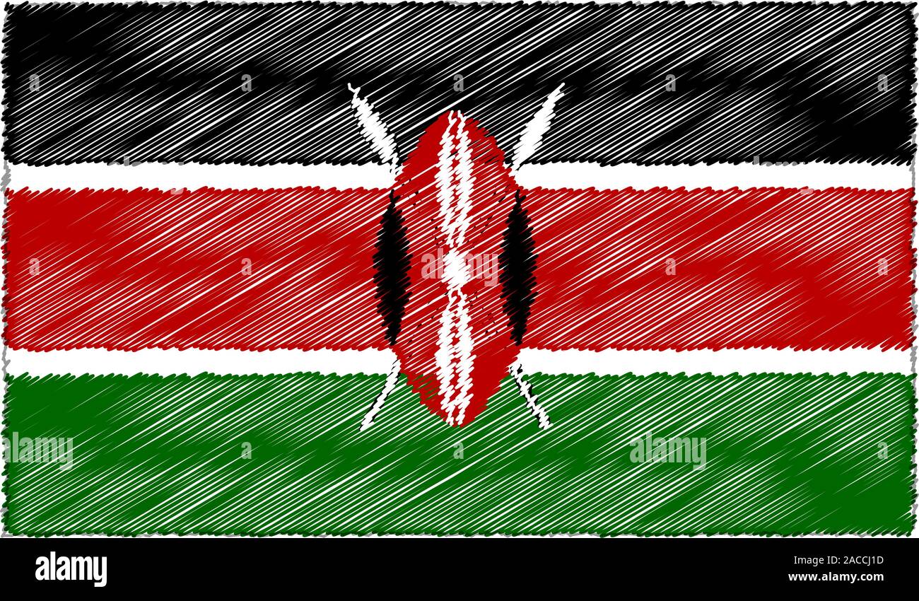 Vector Drawing of Sketch Style Kenya Flag Stock Vector Image & Art - Alamy