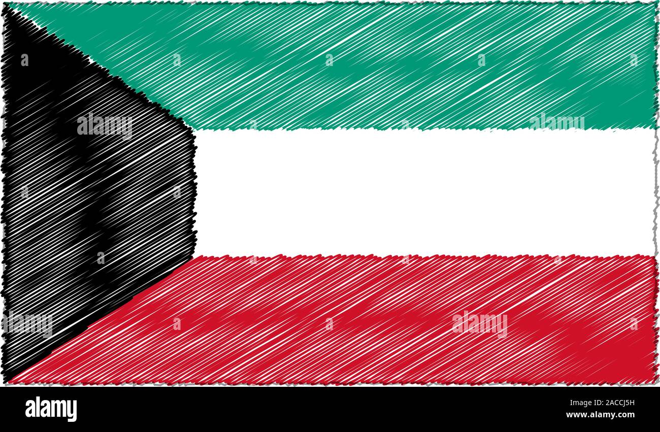 Vector Drawing of Sketch Style Kuwait Flag Stock Vector Image & Art - Alamy