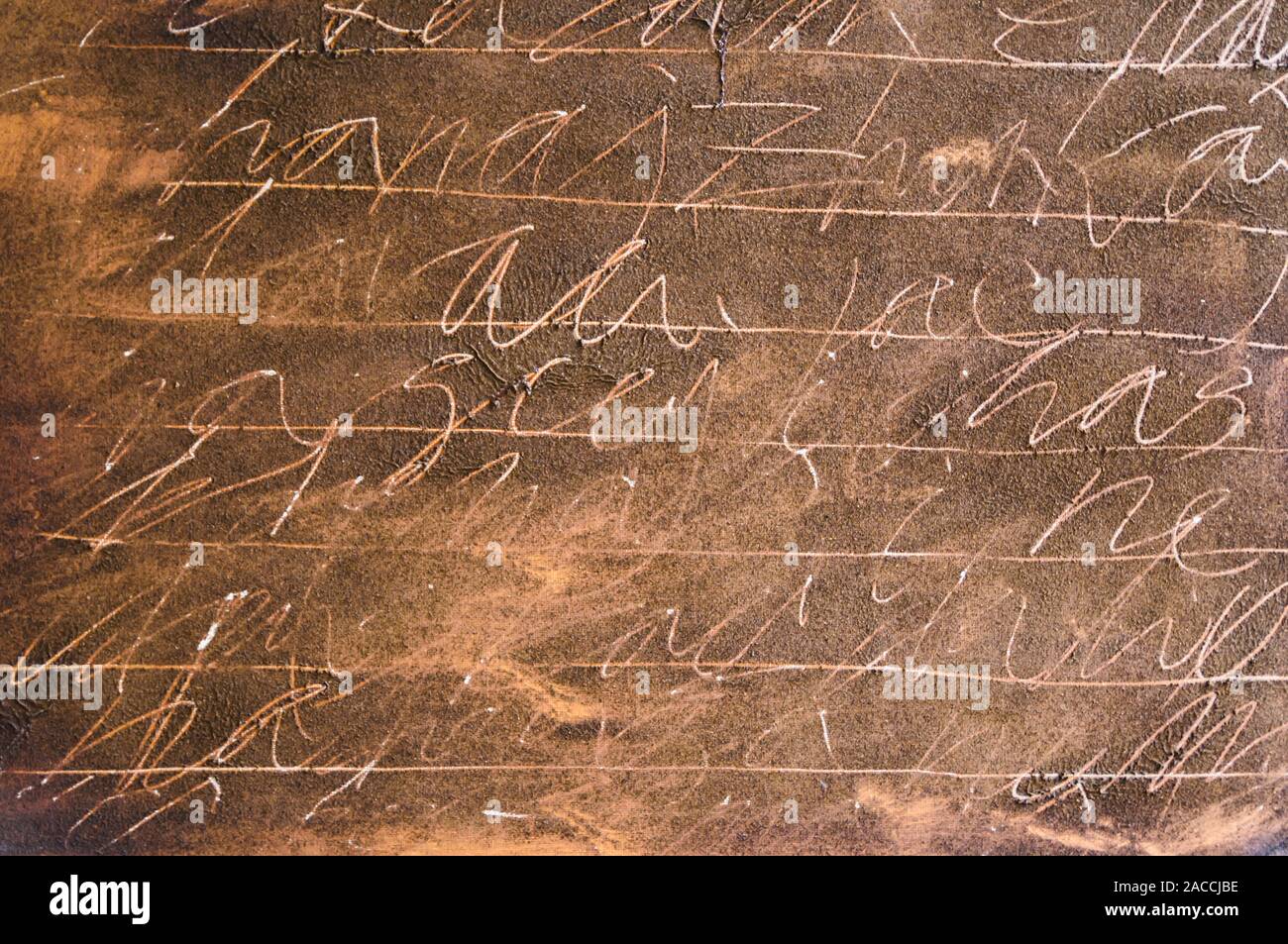 Hand writing, wall writing, graffiti Inscriptions on a brown wall Stock ...