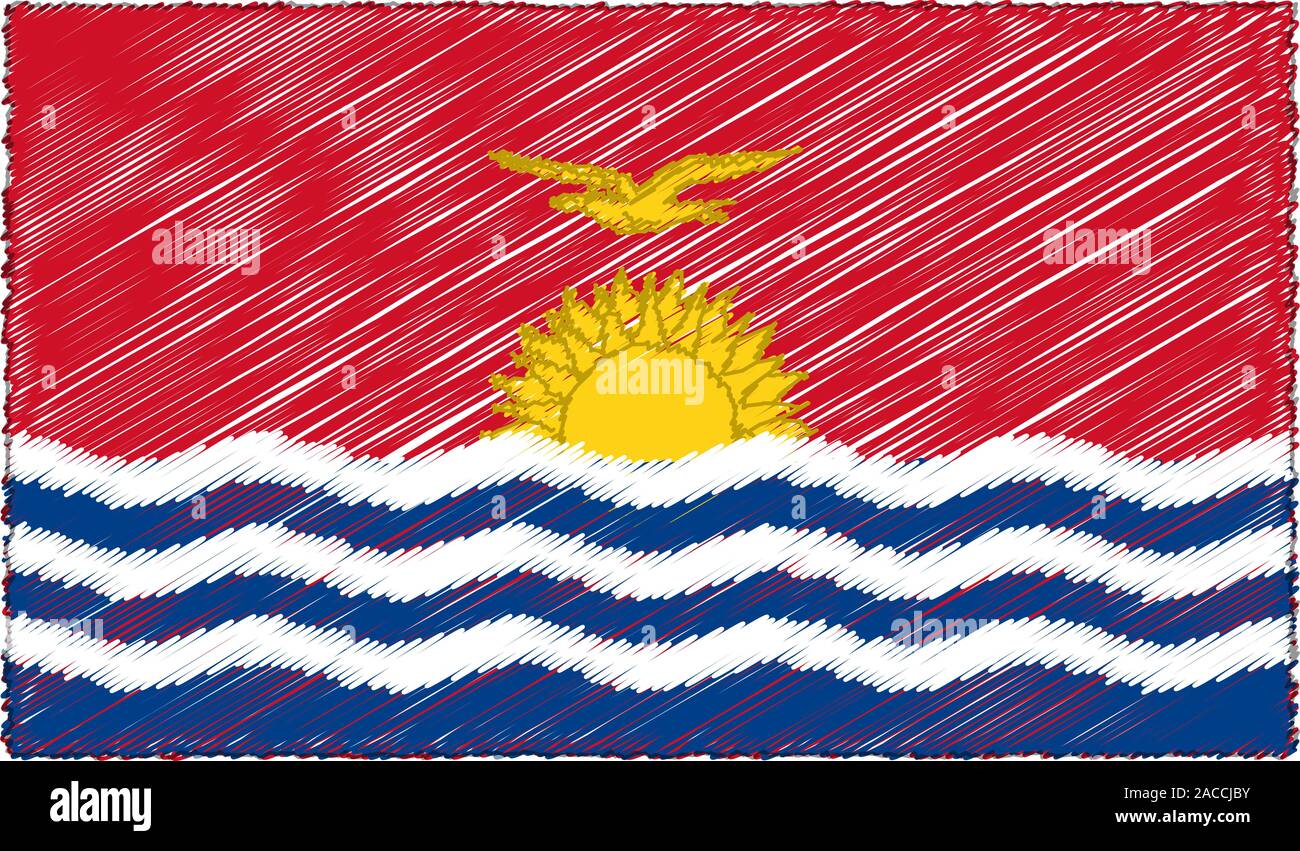 Vector Drawing of Sketch Style Kiribati Flag Stock Vector Image & Art ...