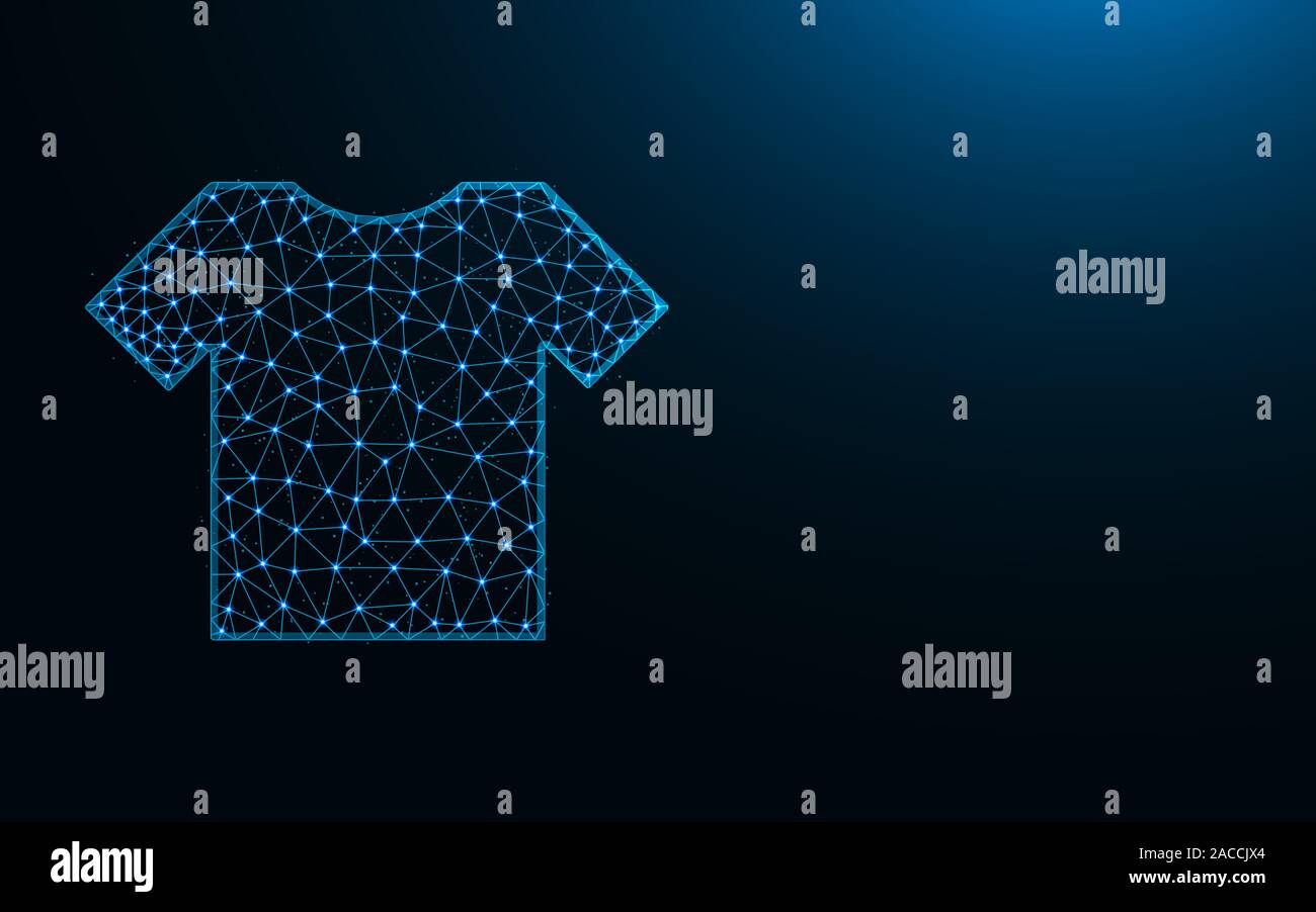 T-shirt low poly icon, clothes wireframe mesh polygonal vector ...