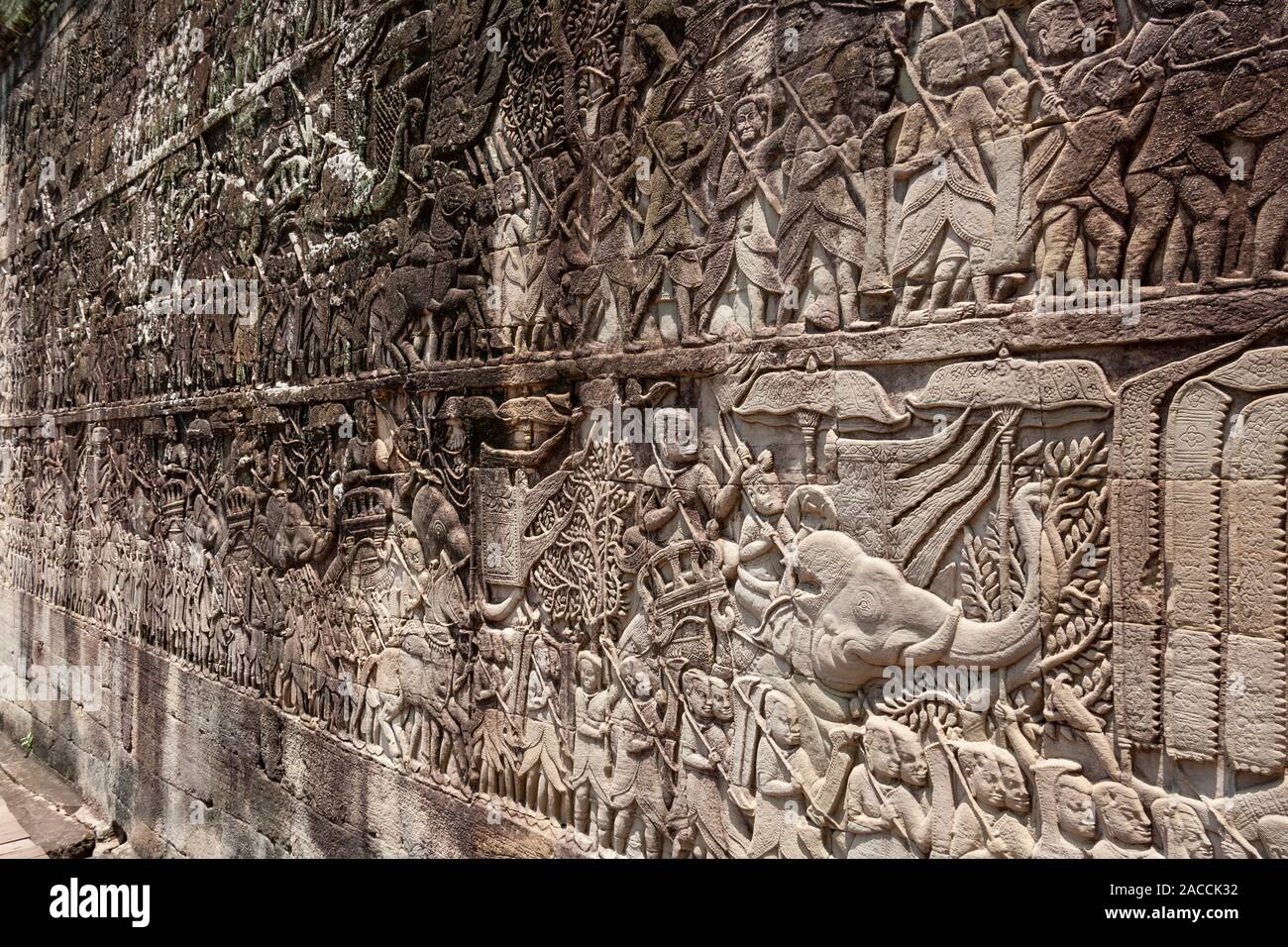 Sculpture at Angkor Wat in Cambodia. Angkor is the largest Hindu temple ...