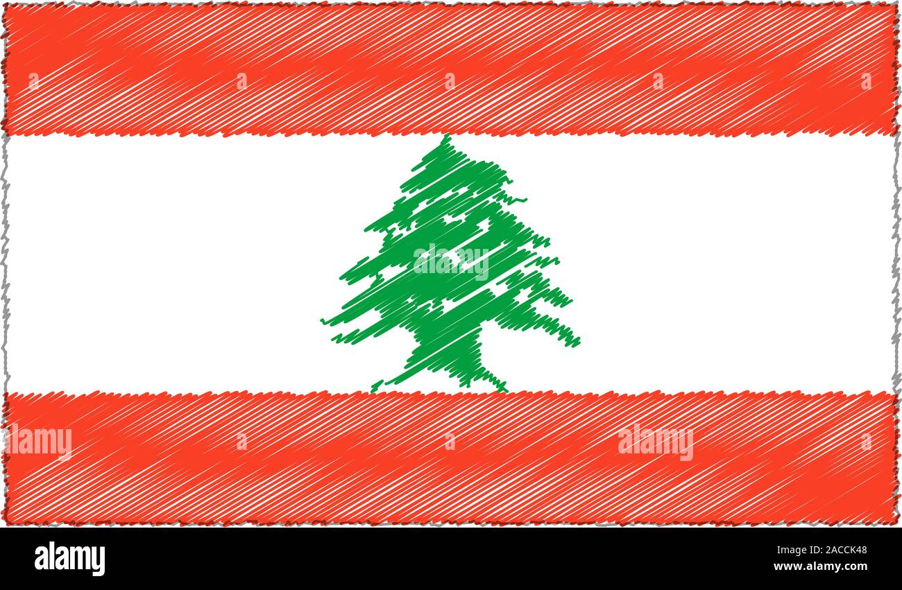 Vector Drawing of Sketch Style Lebanon Flag Stock Vector Image & Art ...