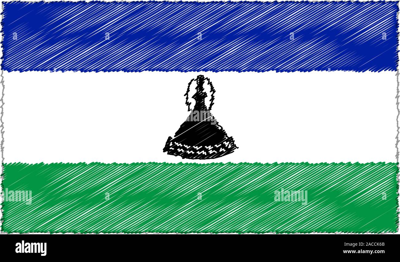Vector Drawing of Sketch Style Lesotho Flag Stock Vector Image & Art ...