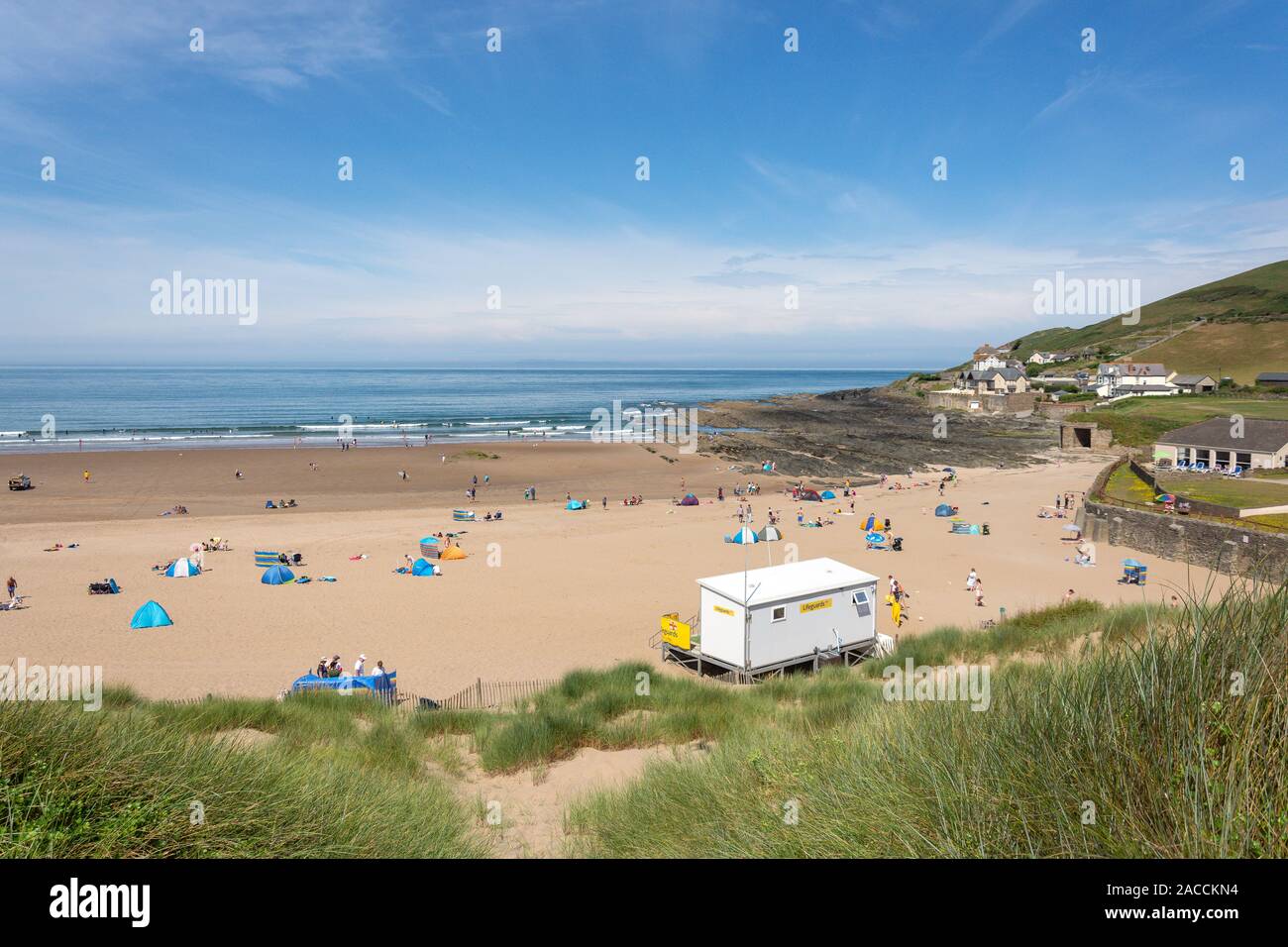Lifeguard station coast coastal bay sand dunes croyde beach vill hi-res ...