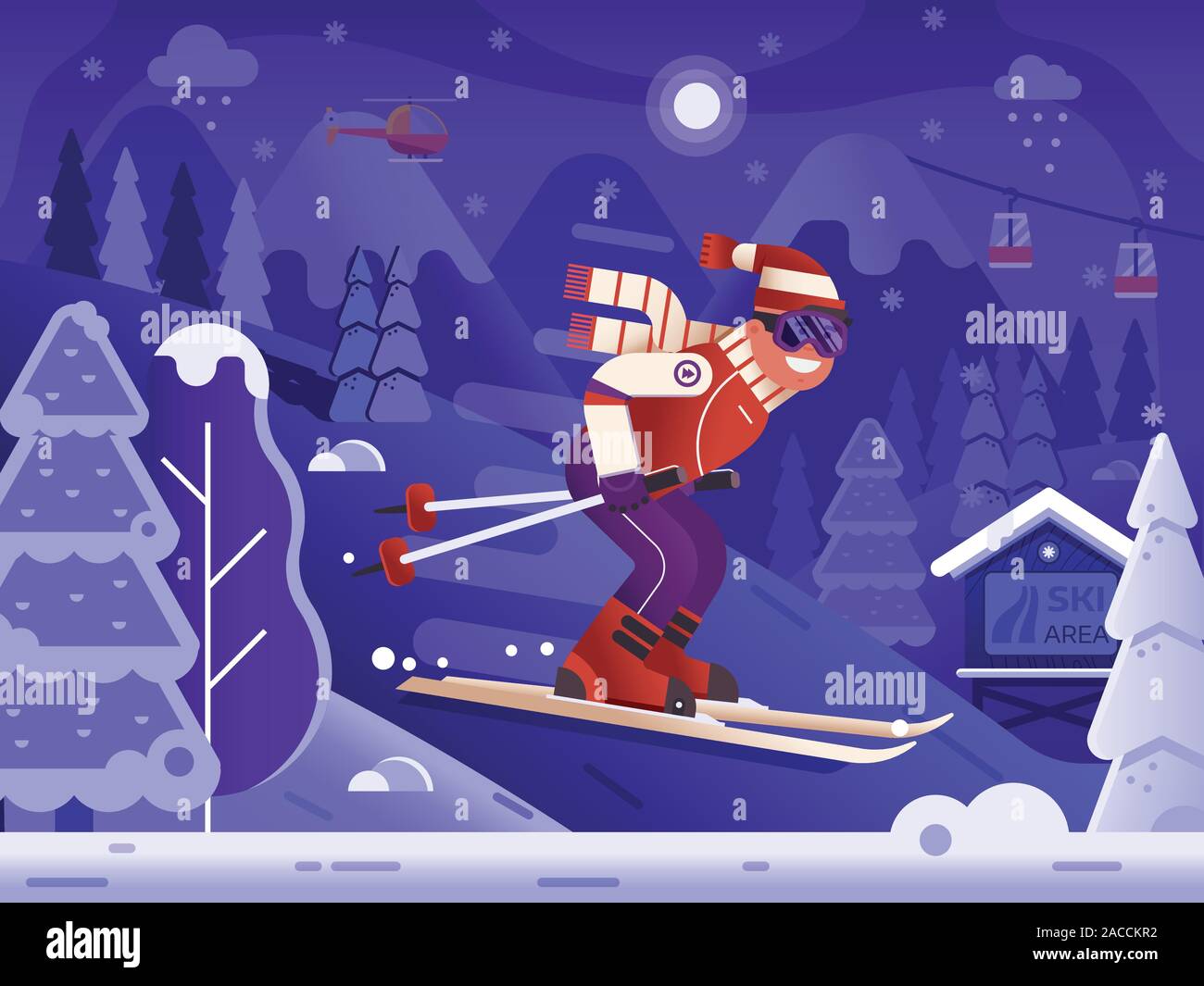 Man skiing illustration Stock Vector Images - Alamy