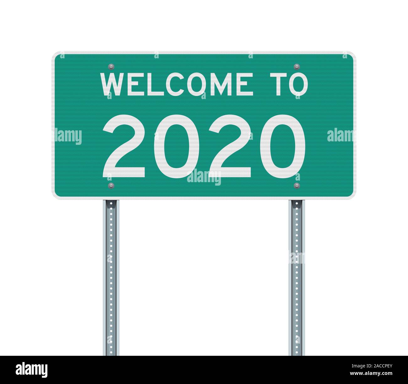 Vector illustration Welcome to 2020 green American road sign Stock ...