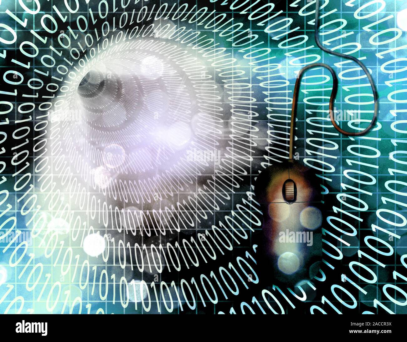 Computer Mouse and Binary Code Tunnel Stock Photo - Alamy