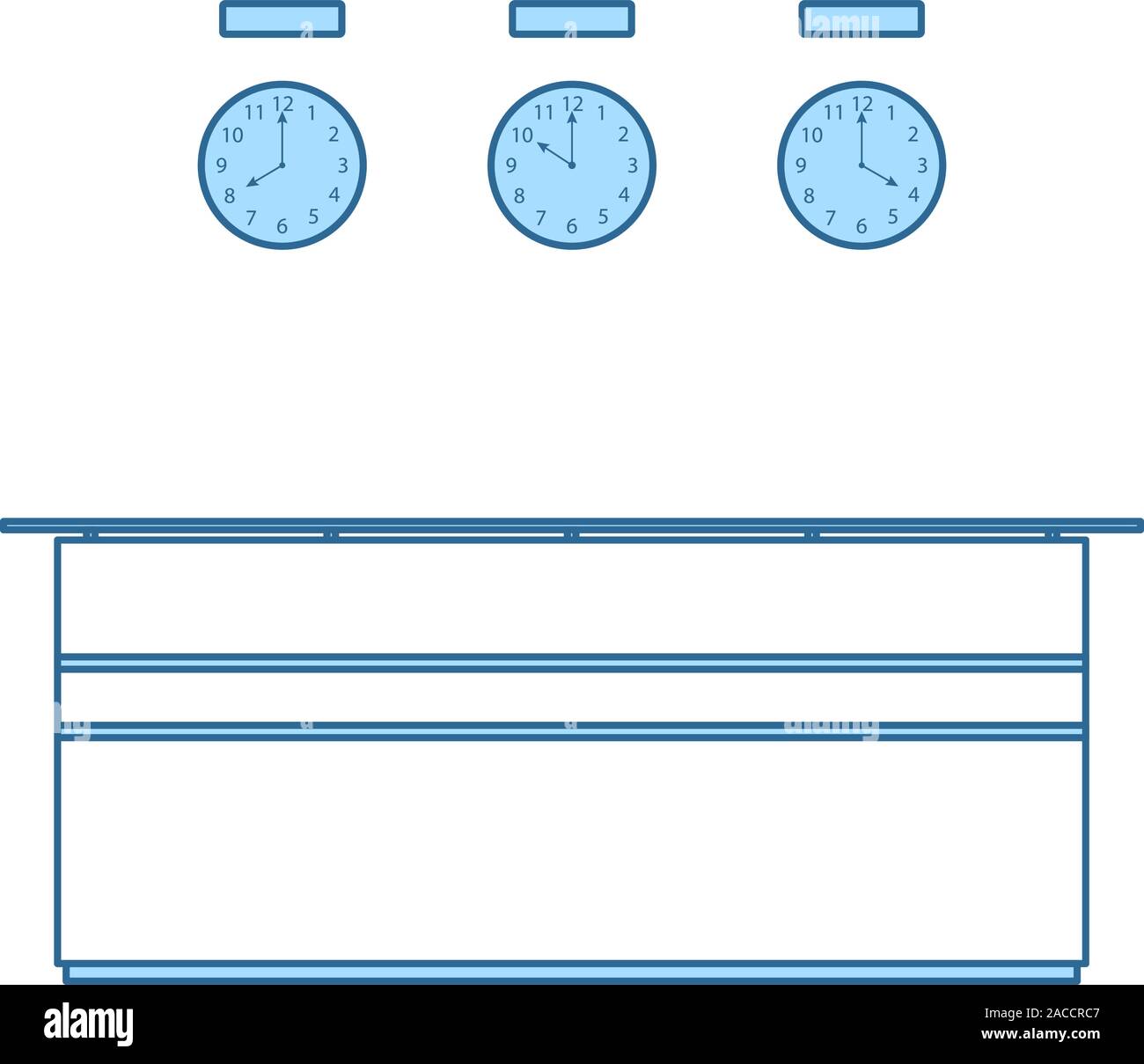 Office Reception Desk Icon. Thin Line With Blue Fill Design. Vector ...
