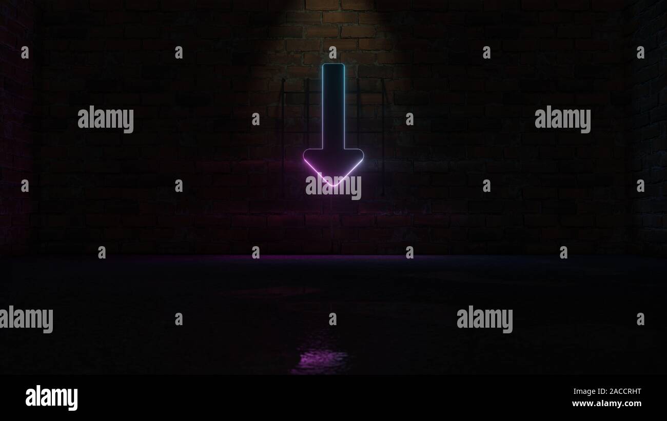 Neon arrow down hi-res stock photography and images - Alamy