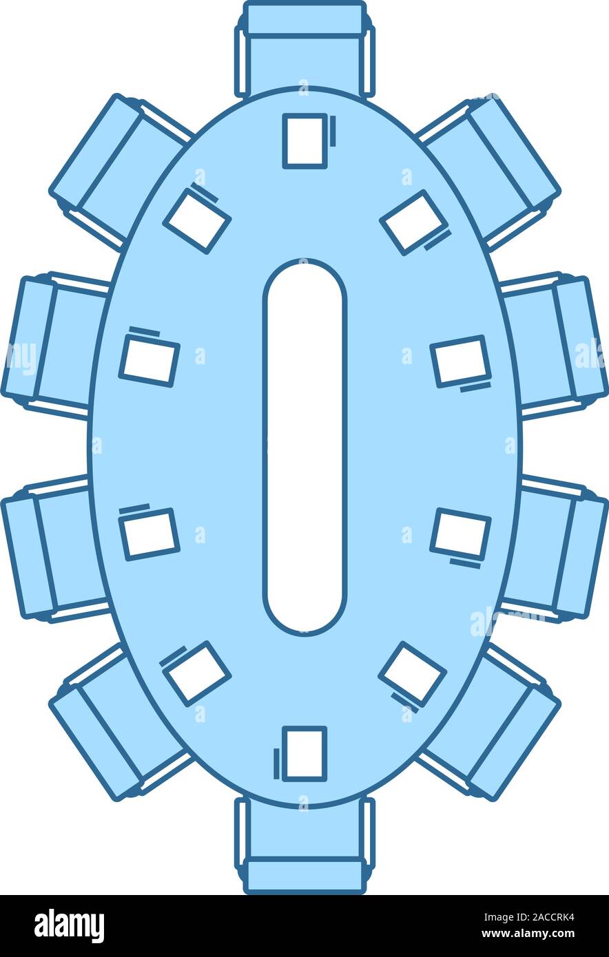 Negotiating Table Icon. Thin Line With Blue Fill Design. Vector ...