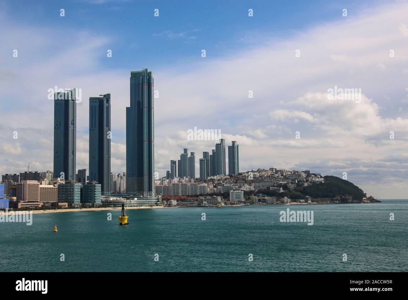 Beautiful view of Busan from the sea, Haeundae district, Busan, South ...