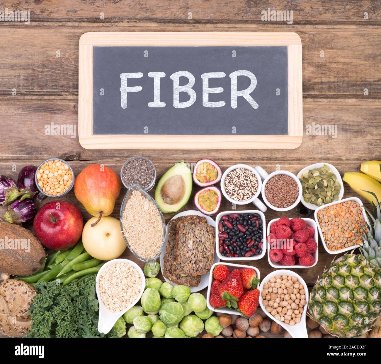 Food rich in fiber, top view Stock Photo - Alamy
