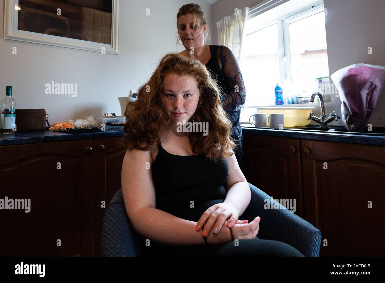 Bridesmaids getting ready for the big day, bridal preparation, prior to ...