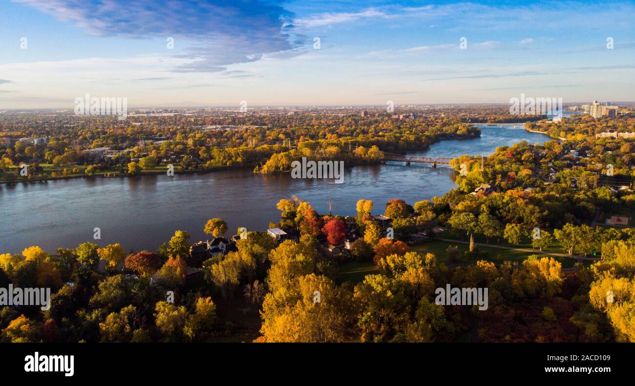 Montreal autumn river aerial hi-res stock photography and images - Alamy