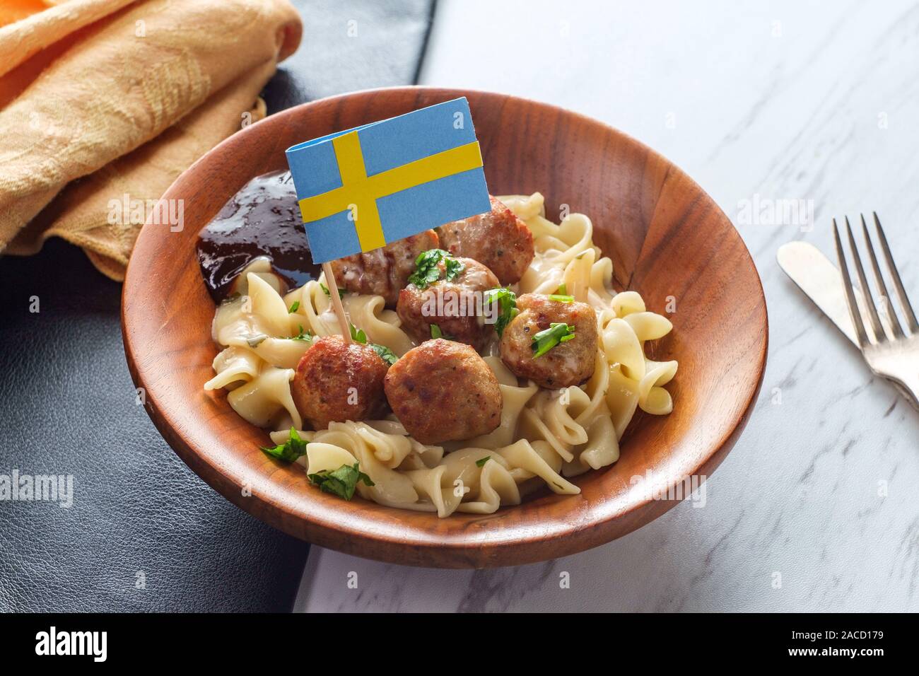 Swedish meatballs egg noodles hi-res stock photography and images - Alamy