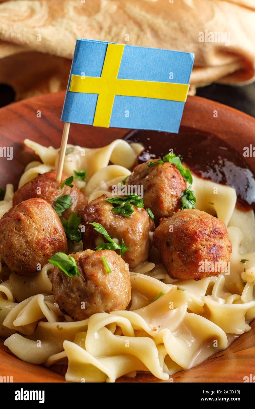Swedish meatballs egg noodles hi-res stock photography and images - Alamy